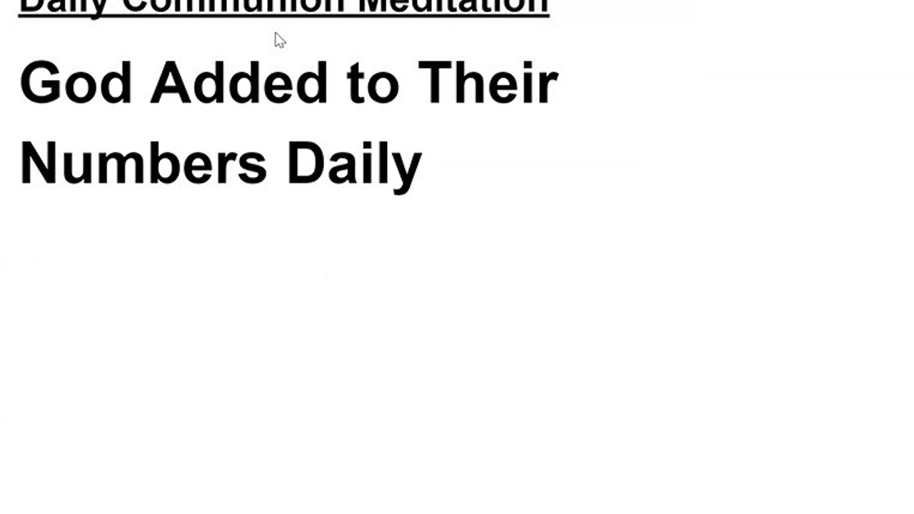 God Added to Their Numbers Daily