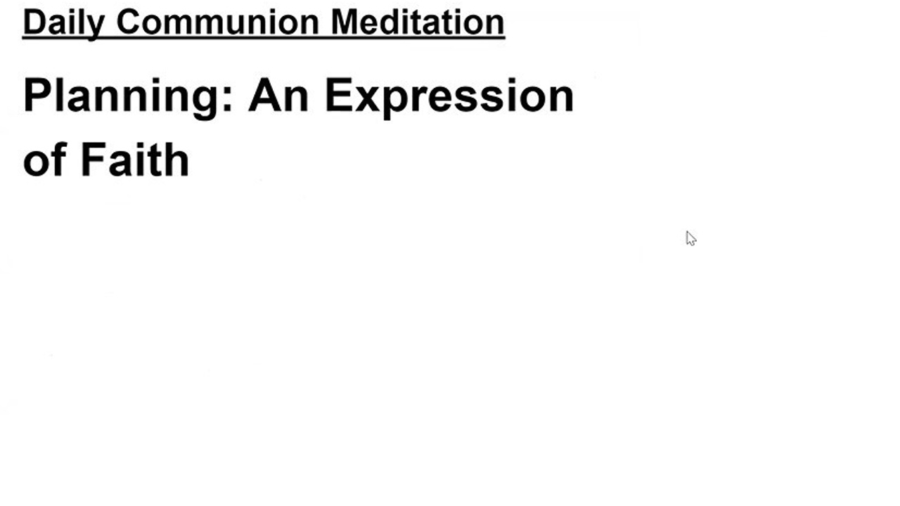 Planning: An Expression of Faith