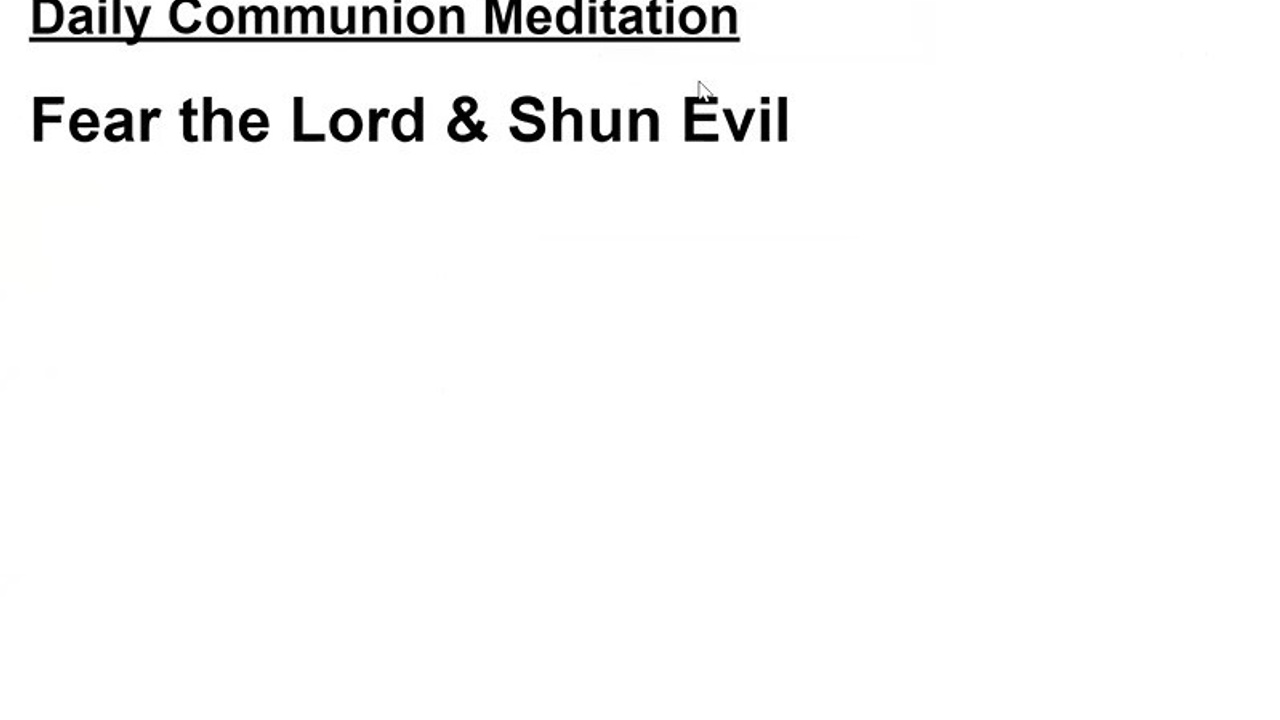 Fear the Lord & Shun Evil