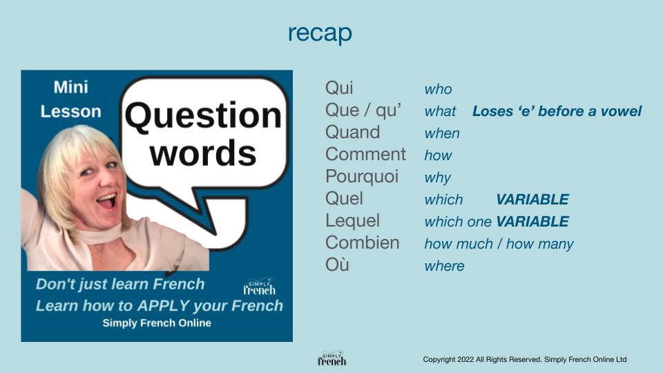 Question Words In French