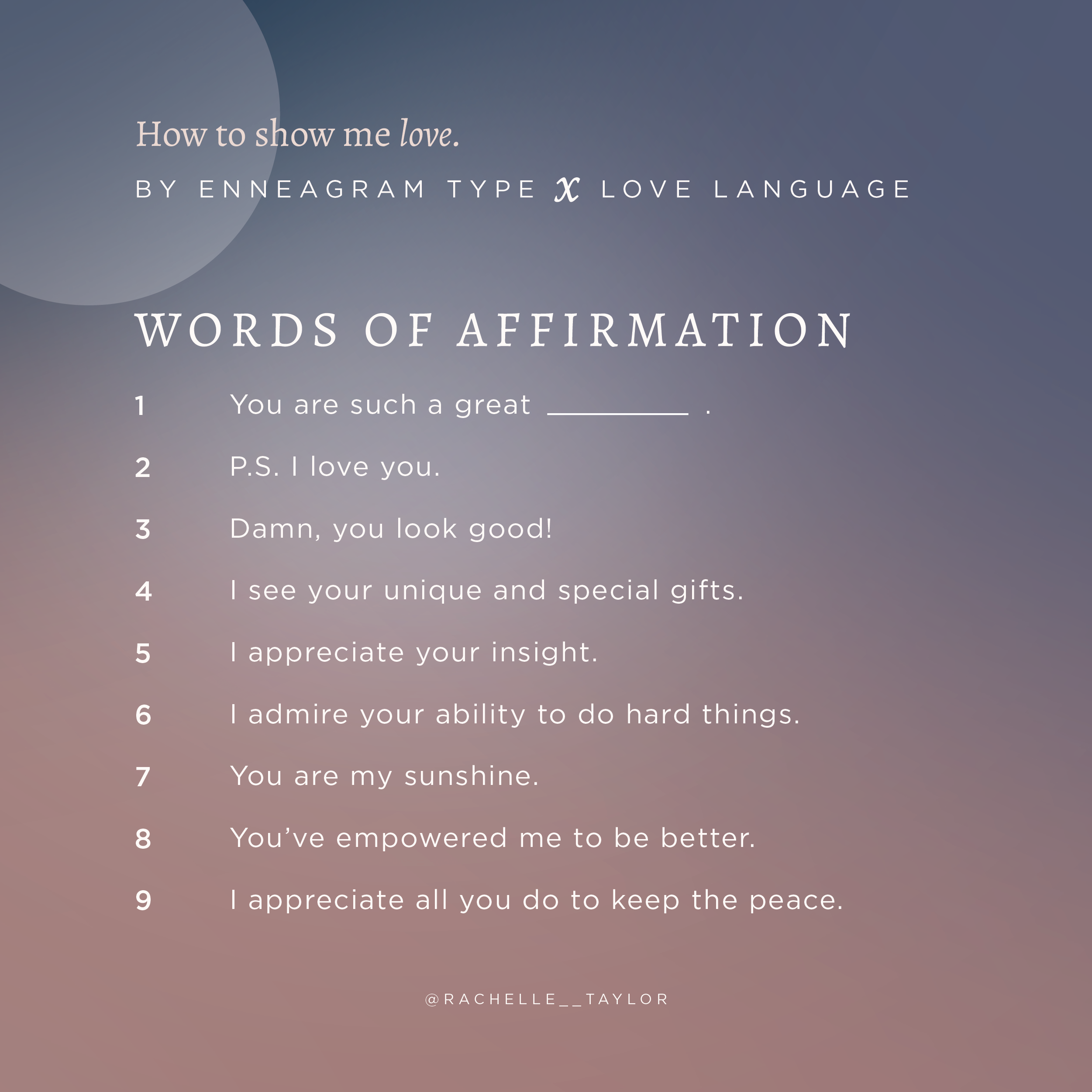 How To Show Me Love by Enneagram Type X Love Language 