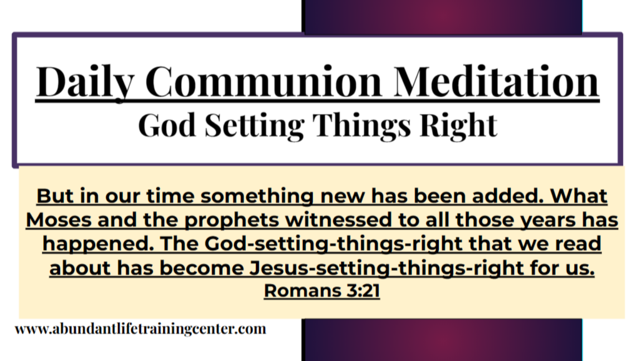 God Setting Things Right