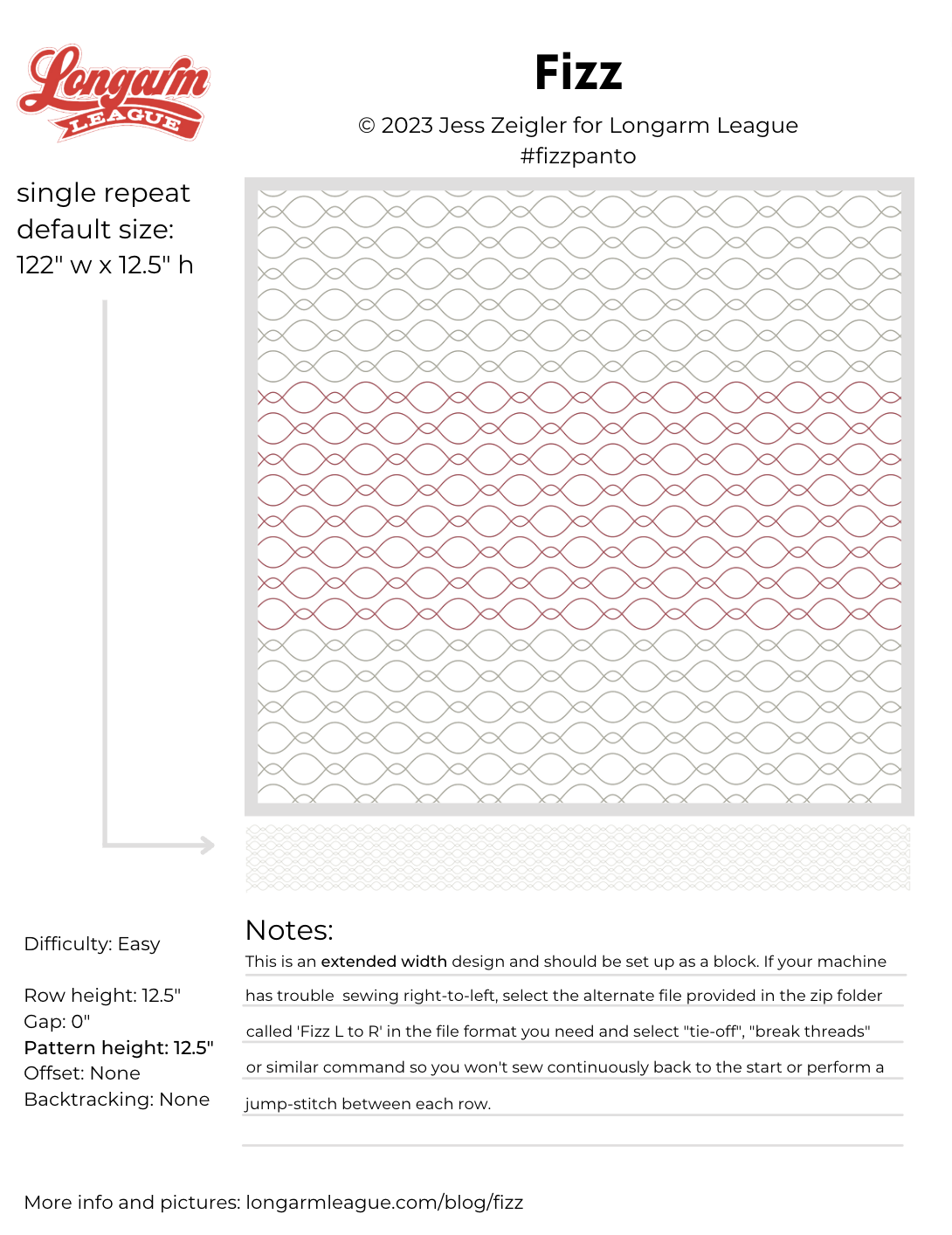 Fizz Extended Width Digital Quilting Design