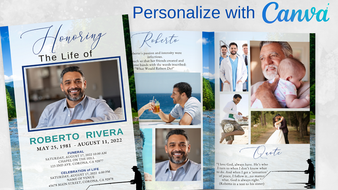 Easy Canva Edit Funeral Program Templates for Women, Men, and Children