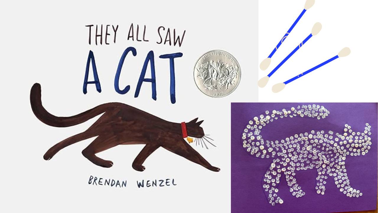 Dot painting cat art project