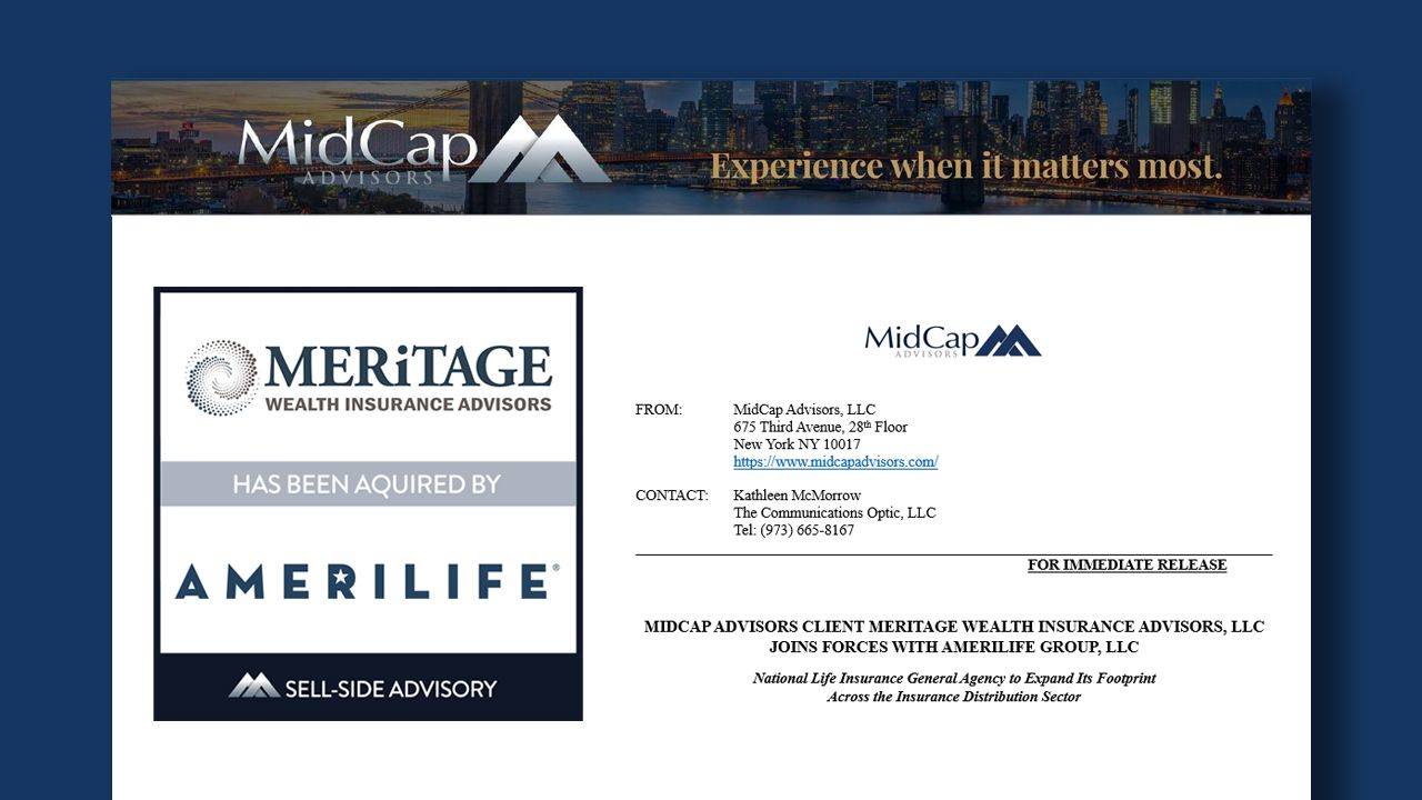 MidCap Advisors Client Meritage Joins Forces with AmeriLife Group