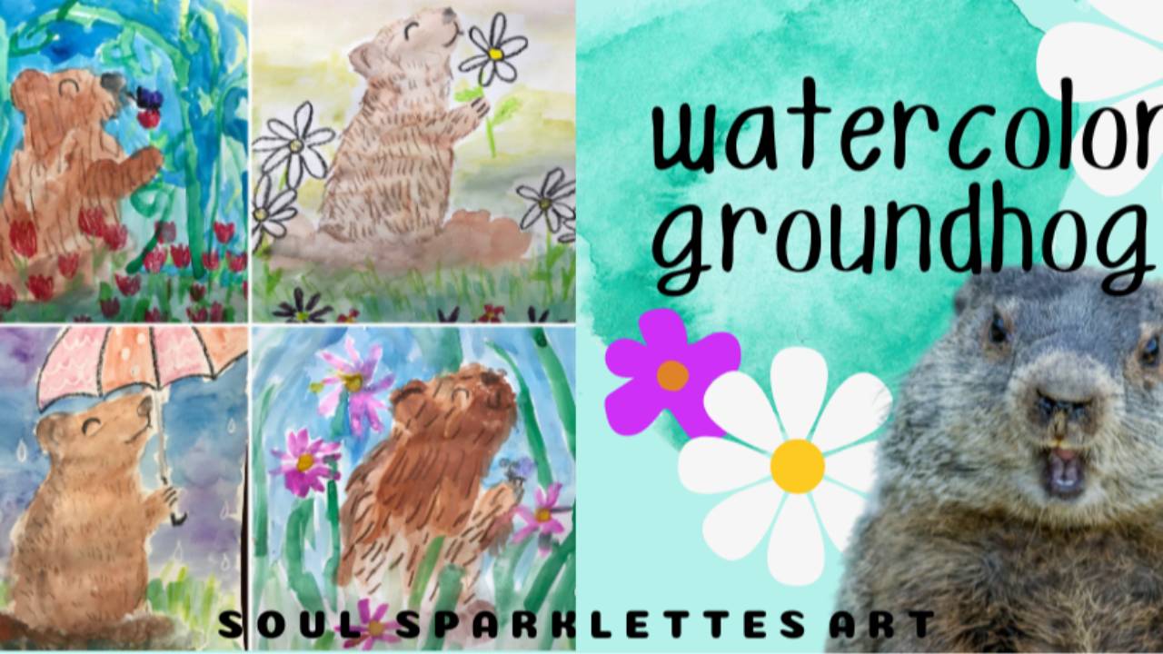 Watercolor Groundhog Art Project