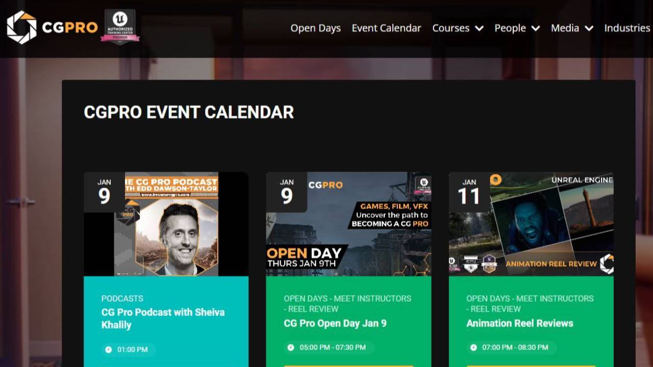 Event Calendar | Unreal Engine and CGI Training
