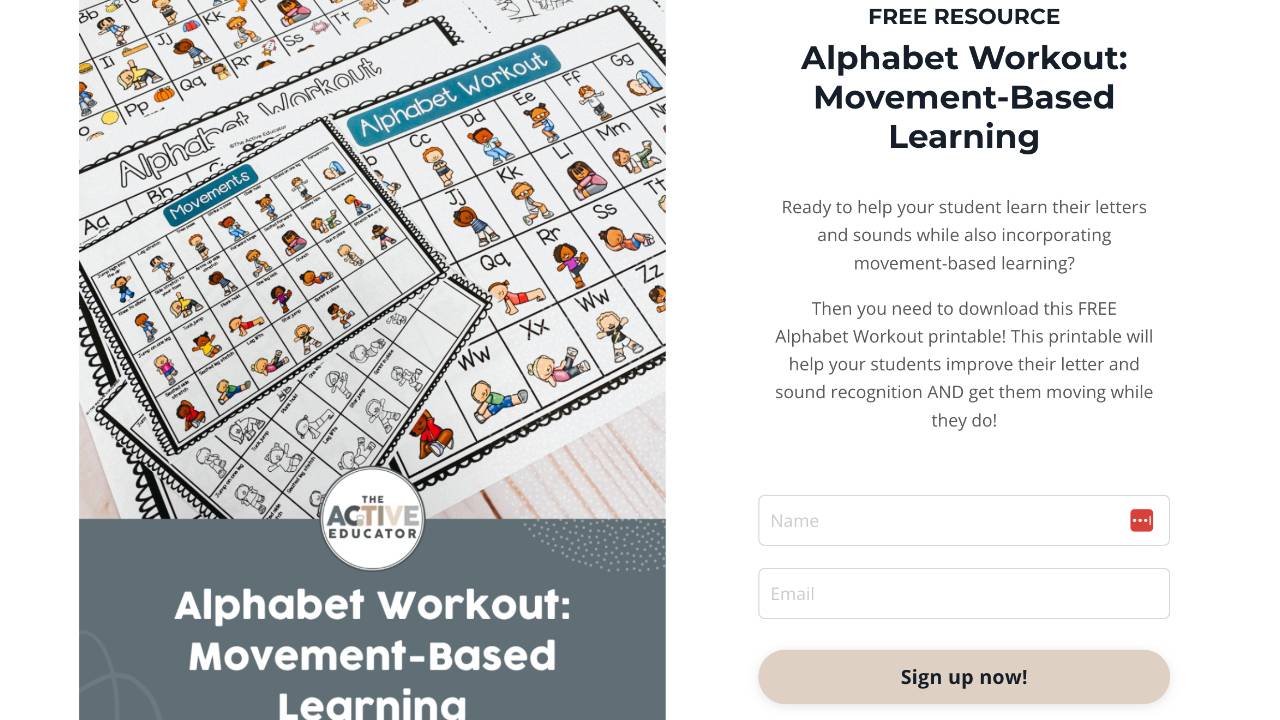 Alphabet Workout Movement-Based Learning FREEBIE