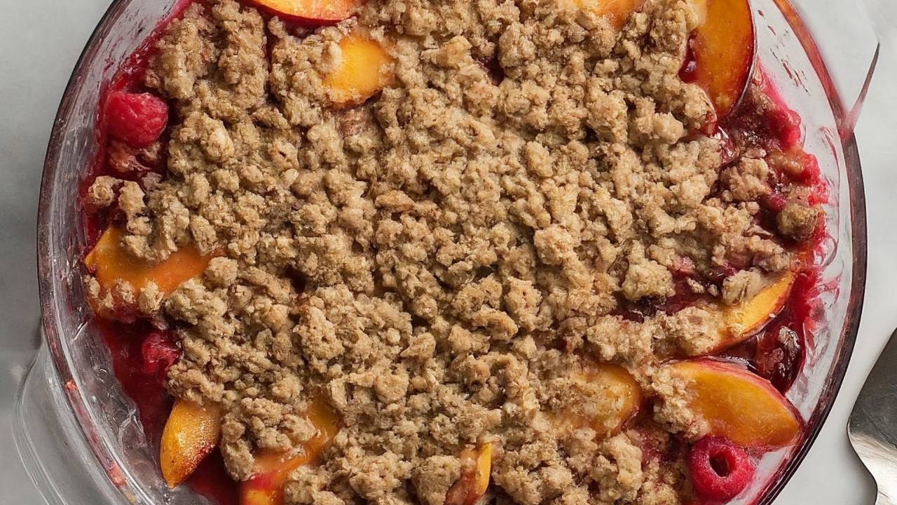 Peach and Raspberry Crisp