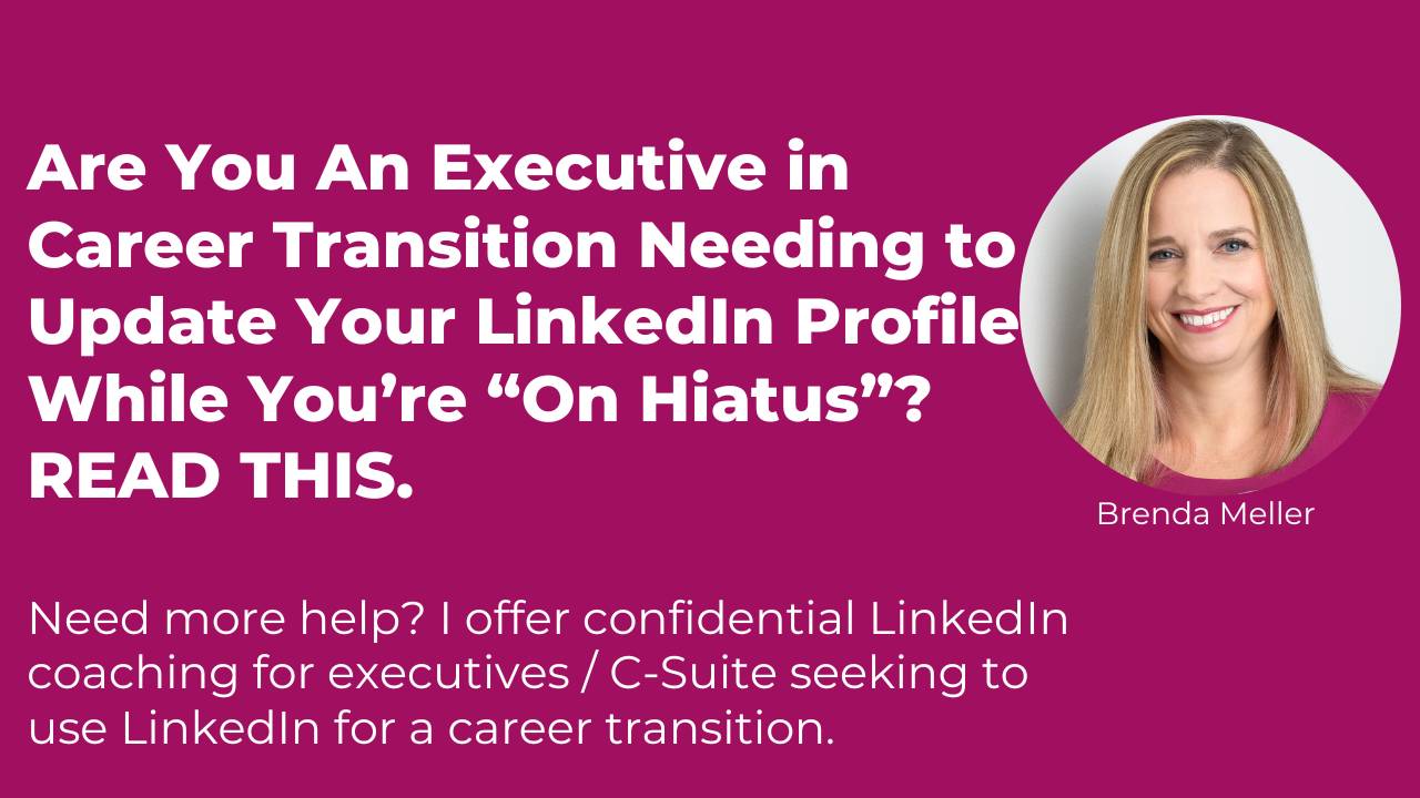 Executive LinkedIn Profile While in Career Transition / on Hiatus