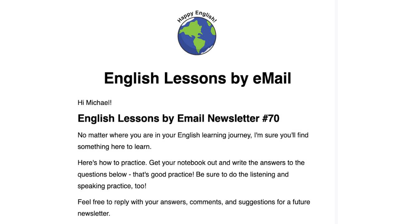 Free Weekly English Lesson Newsletter