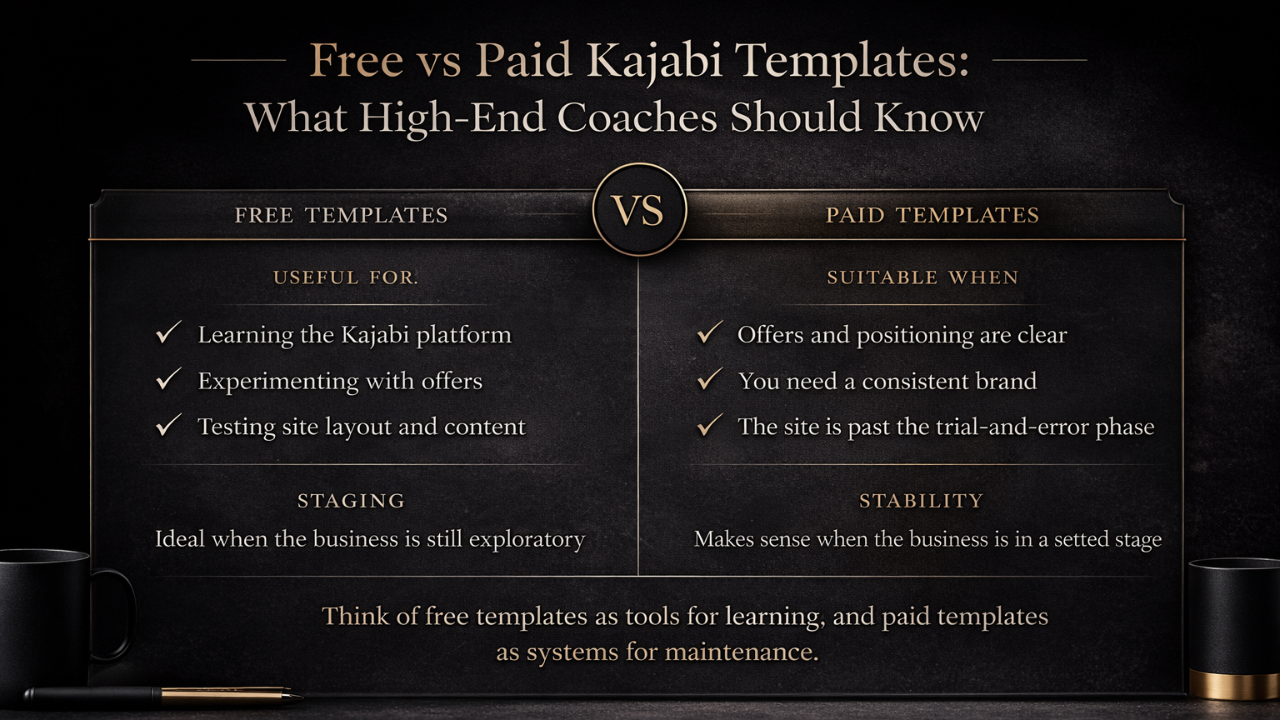 Free vs Paid Kajabi Templates: What High-End Coaches Should Know