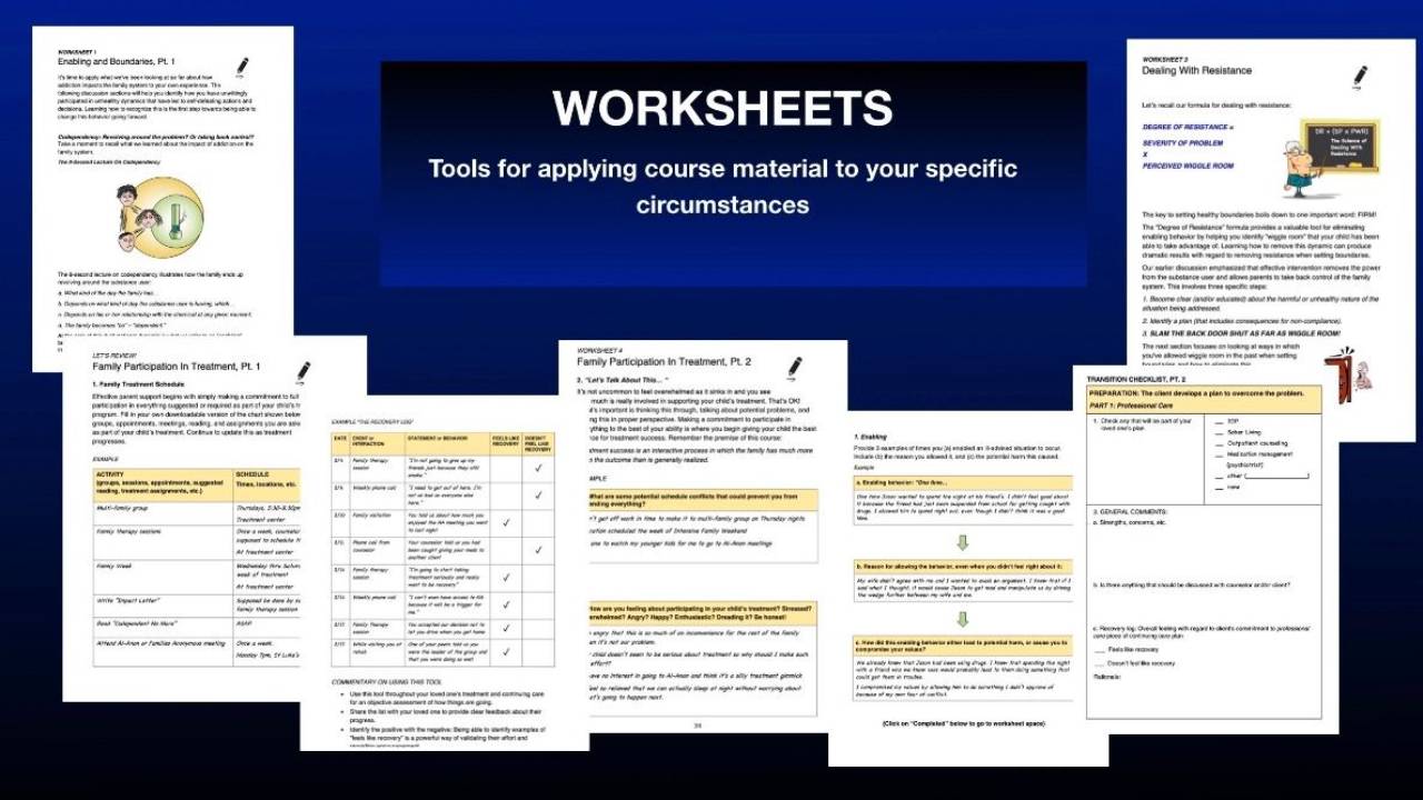 RehabWorks Worksheets and PDFs