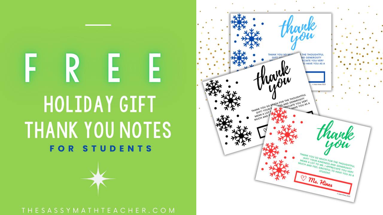 Christmas Gift Thank You Cards for Students from Teachers