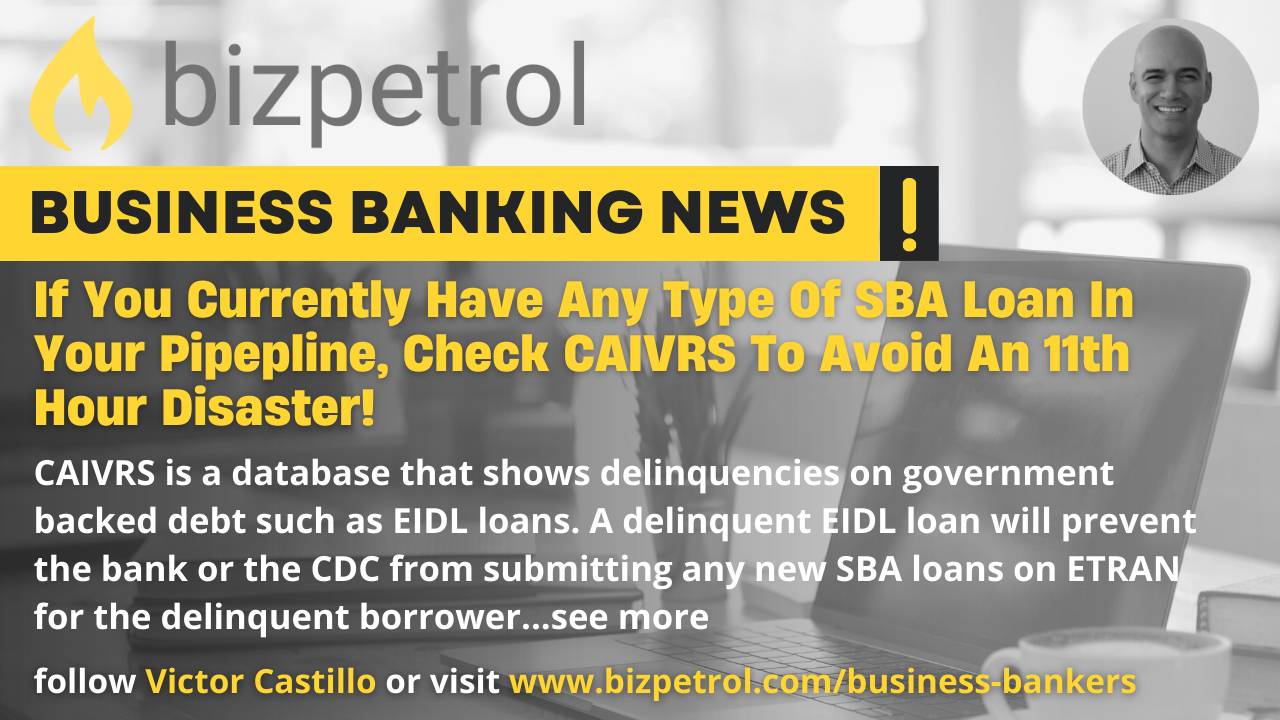 Check CAIVRS to avoid an 11th hour disaster on your SBA loan!