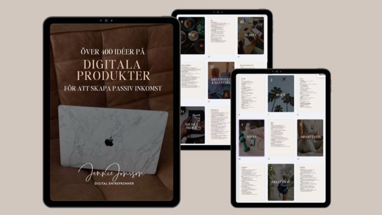 E-bok med över 400 idéer på digitala produkter för passiv inkomst