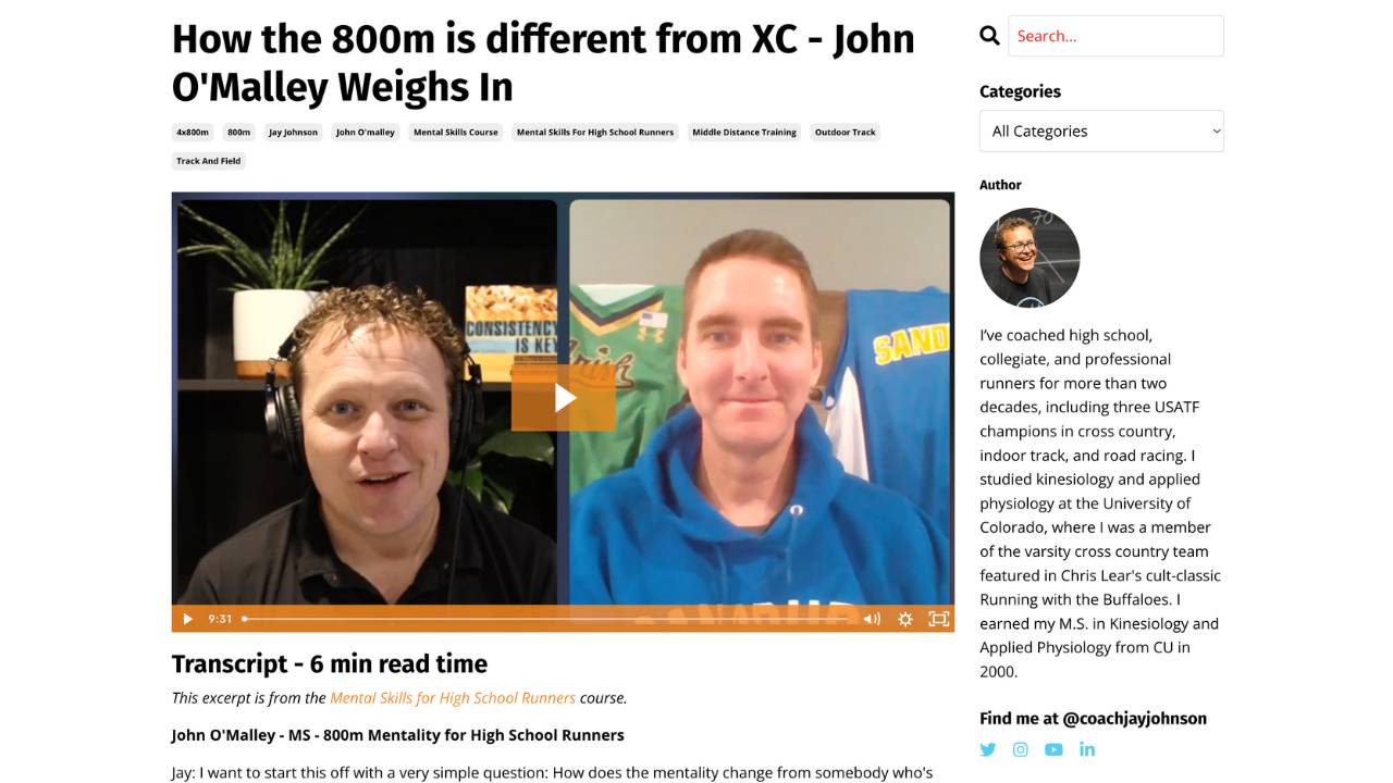 How the 800m is different from XC - John O'Malley Weighs In