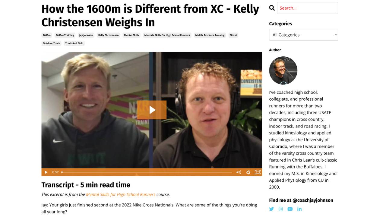 How the 1600m is Different from XC - Kelly Christensen Weighs In