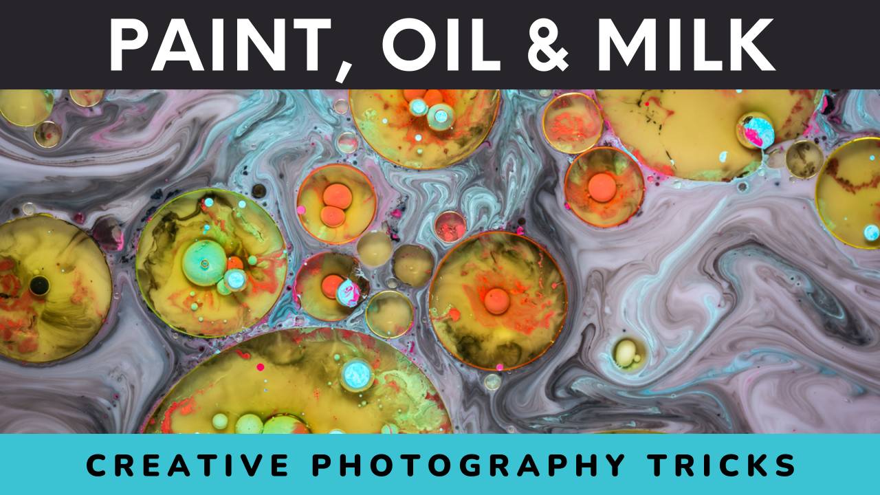 Creative macro photography ideas: Paint in oil and milk
