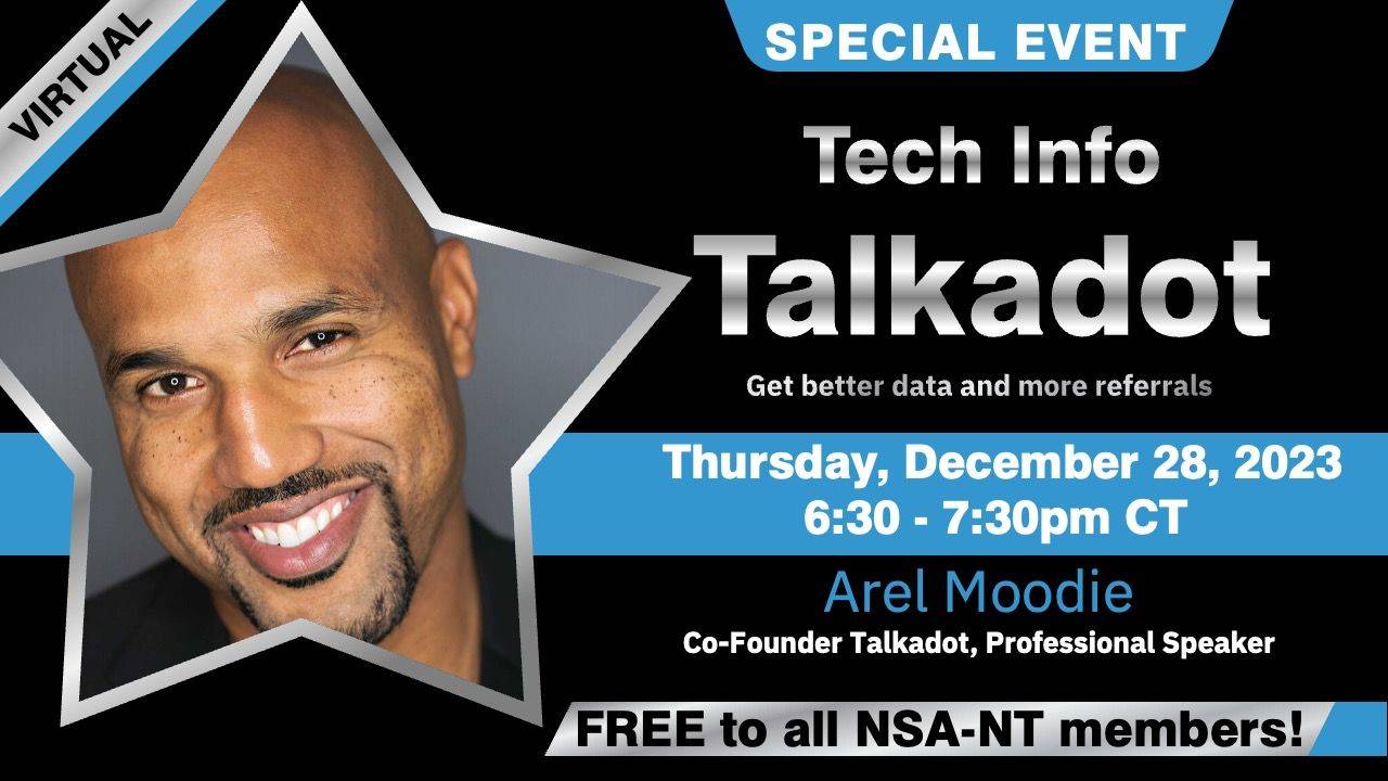 NSA-NT Speaker Tech Info session with Talkadot co-founder Arel Moodie