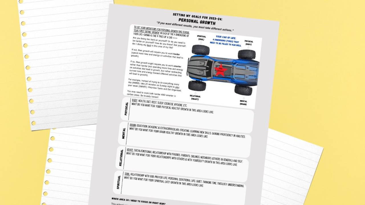 Goal Setting Worksheet for Middle & High School Students