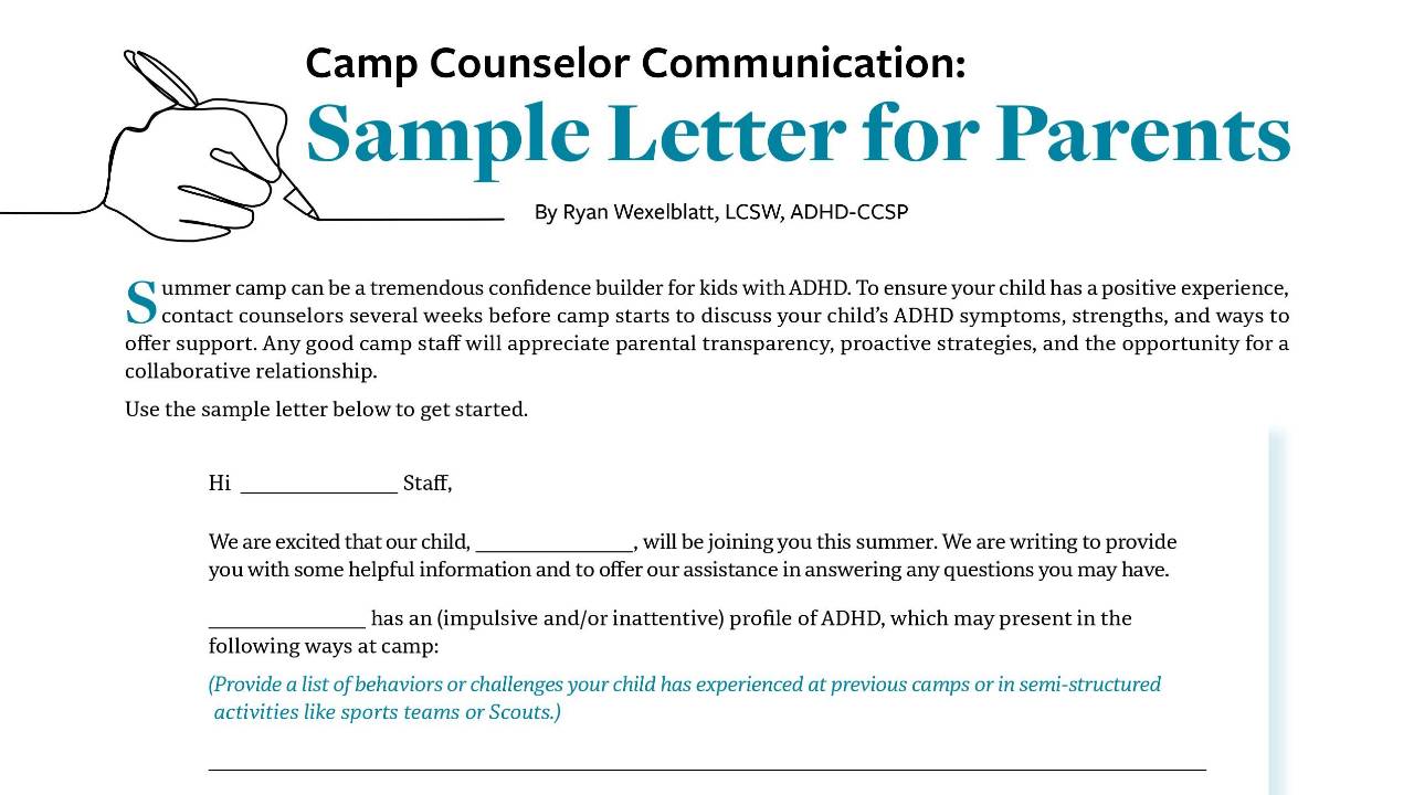 Letter for parents to share with summer camp staff
