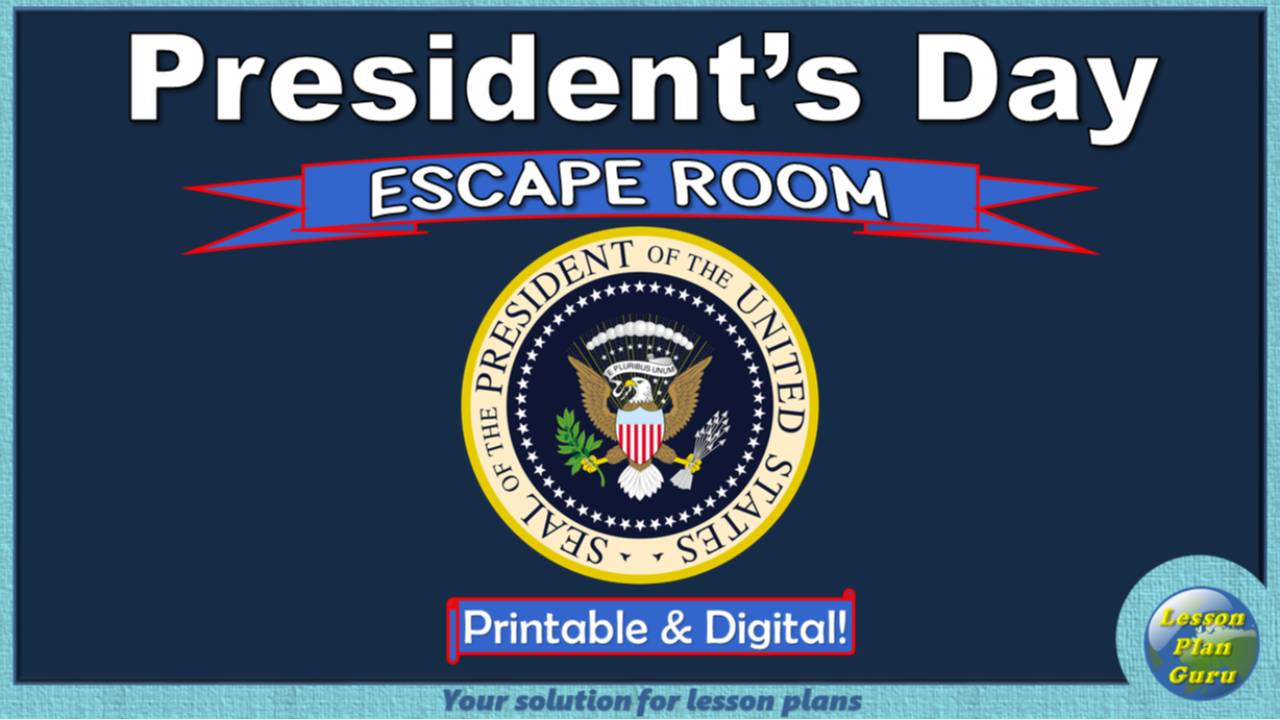President's Day Escape Room Activity for 7th-8th Grade
