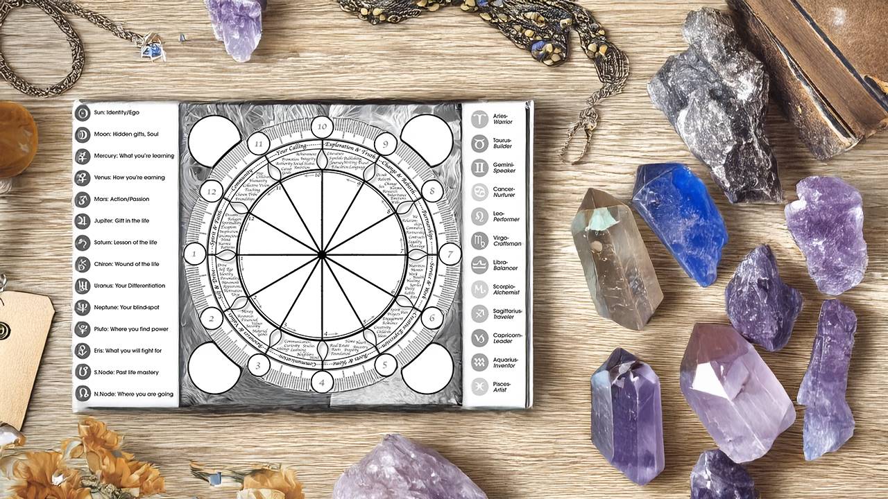 Blank Astrology Charts: With Free Symbols Stickers Template