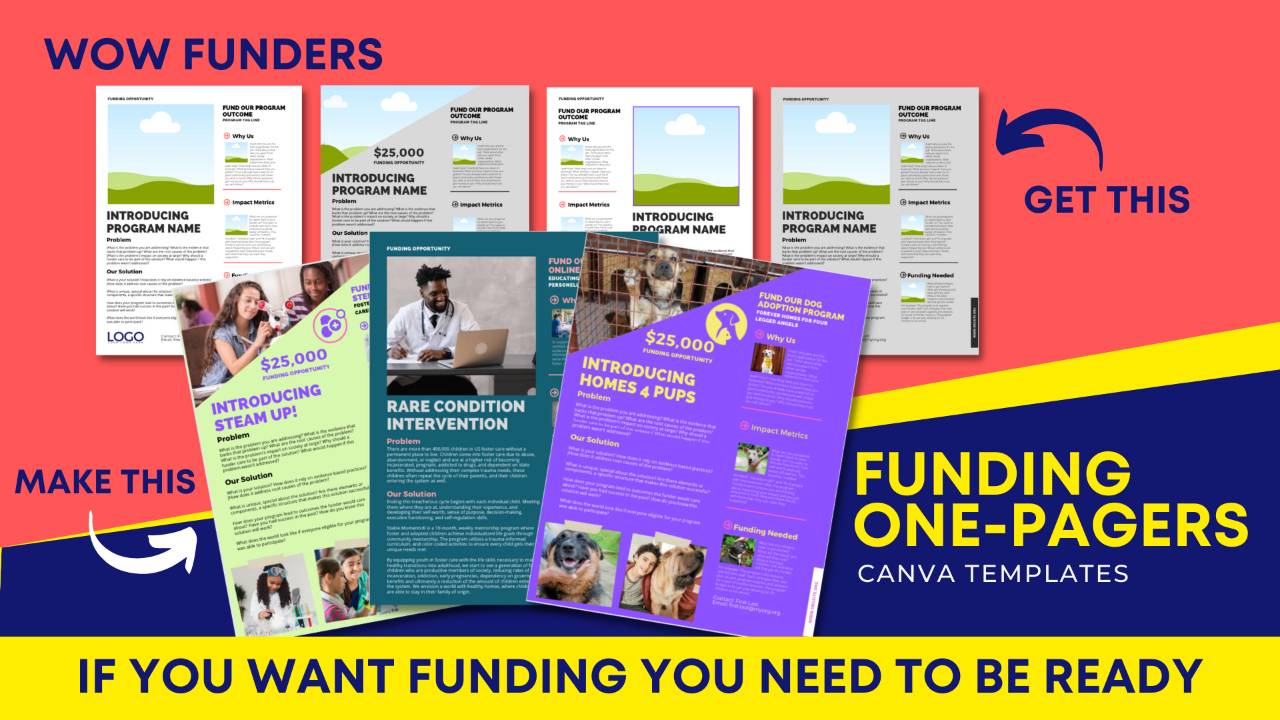 Nonprofit Funding One-Page Canva Templates