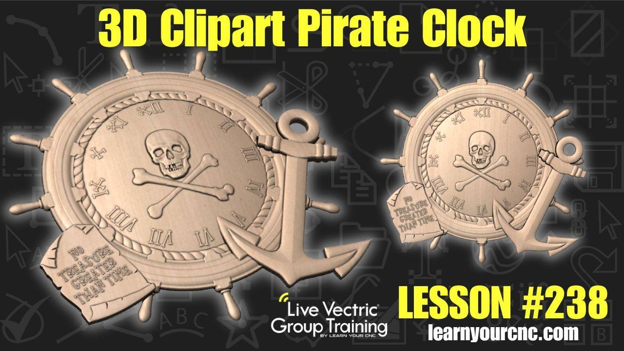 #238: 3D Clipart Pirate Clock Made with Vectric