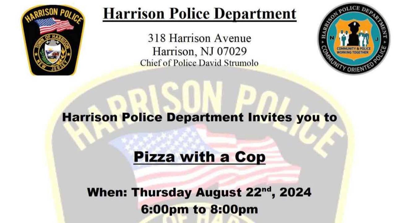 Harrison Police Dept. Pizza With A Cop in SOHA Thurs. Aug. 22, 2024