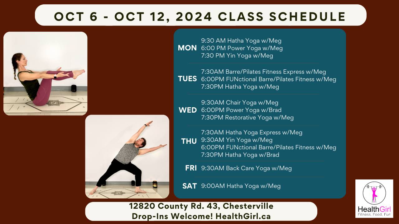 Class Schedule Oct 6 - Oct 12, 2024