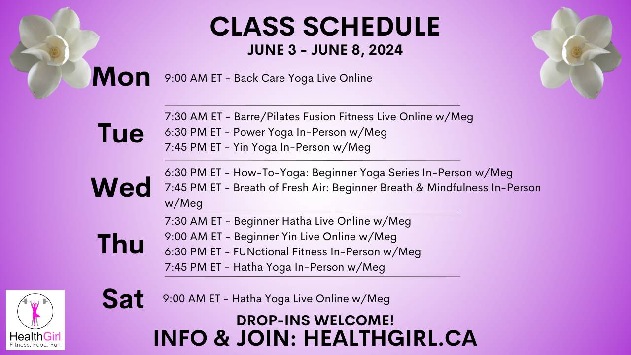 Class Schedule June 3 - June 8, 2024