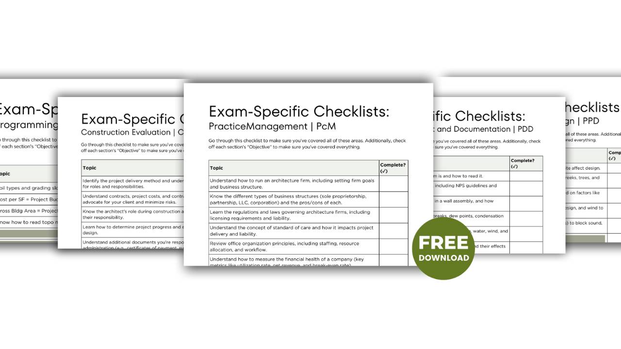 Free ARE® Exam Prep Checklist | Architect Registration Exam Resources