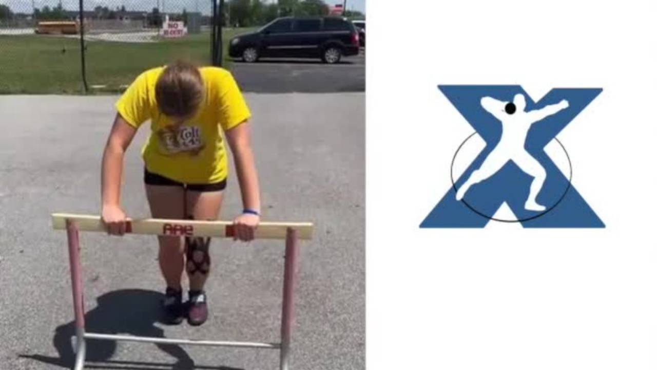 Glide Shot Put Drill with Hurdle
