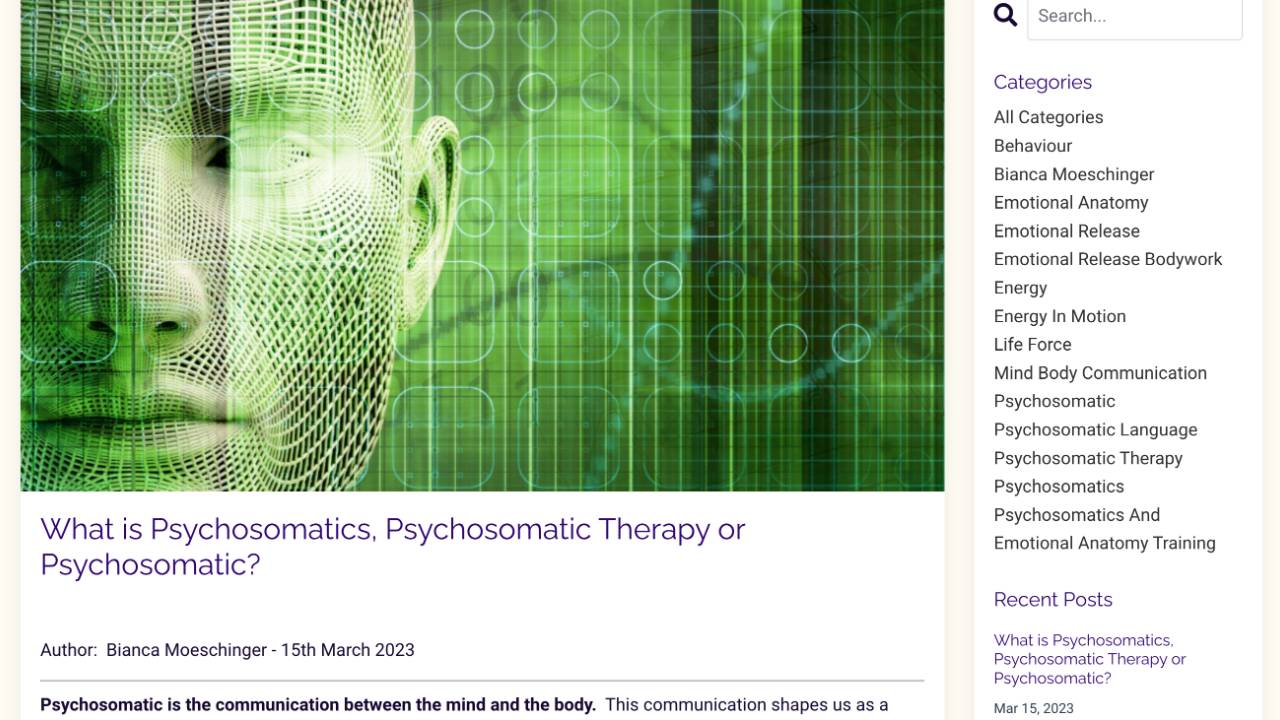 The Psychosomatics, Emotional Anatomy and yoga training Blog