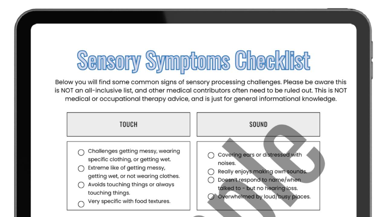 Sensory Symptoms Checklist