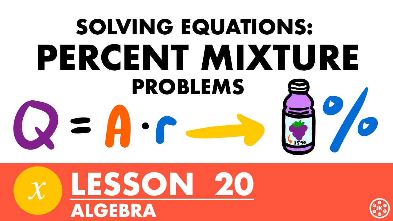 Algebra Lesson 20: Percent Mixture Problems