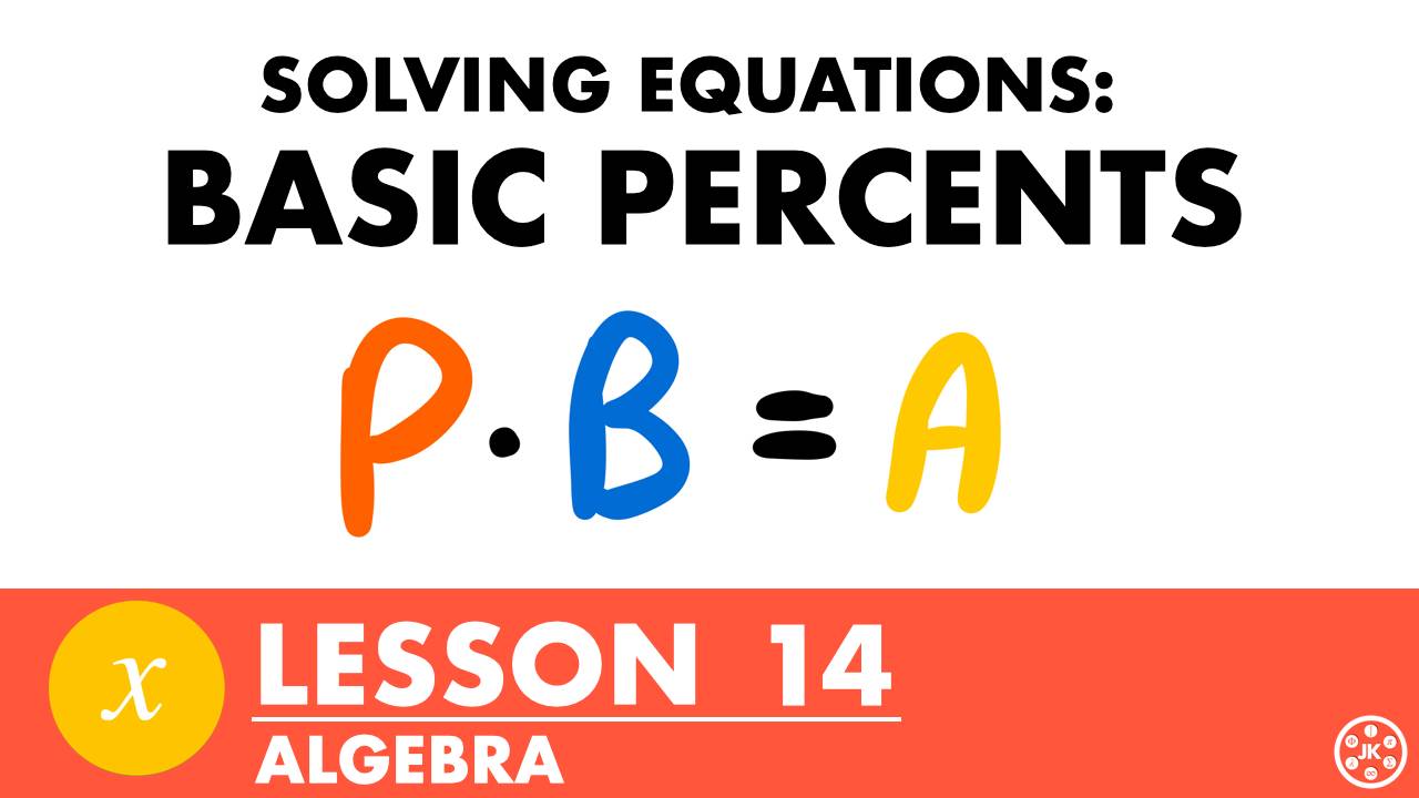 Algebra Lesson 14: The Basic Percent Equation