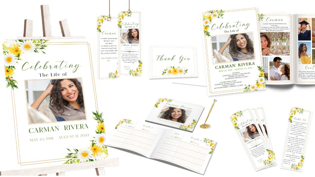Dainty Daisies Printable Memorial Funeral Templates