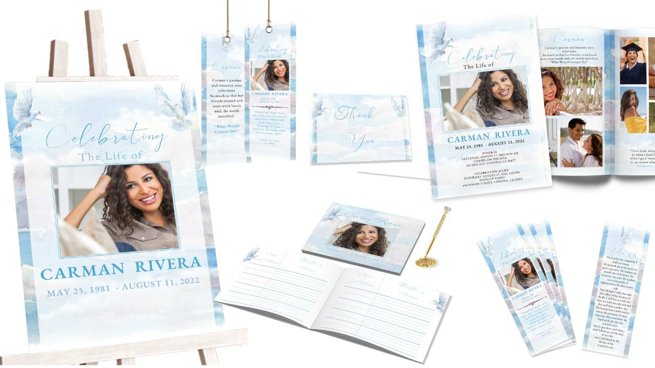 New "Heaven's View" Digital Funeral Memorial Theme Template Bundle