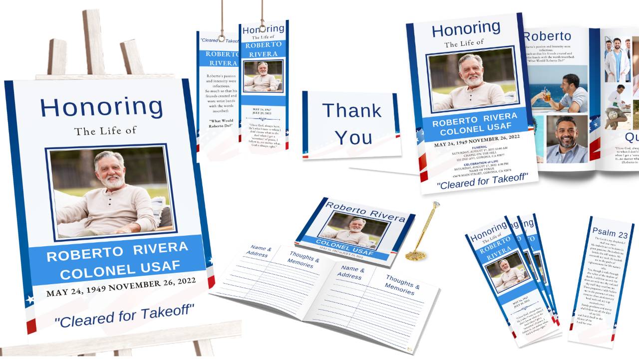 USAF Stars and Strips, Printable Memorial Funeral Templates