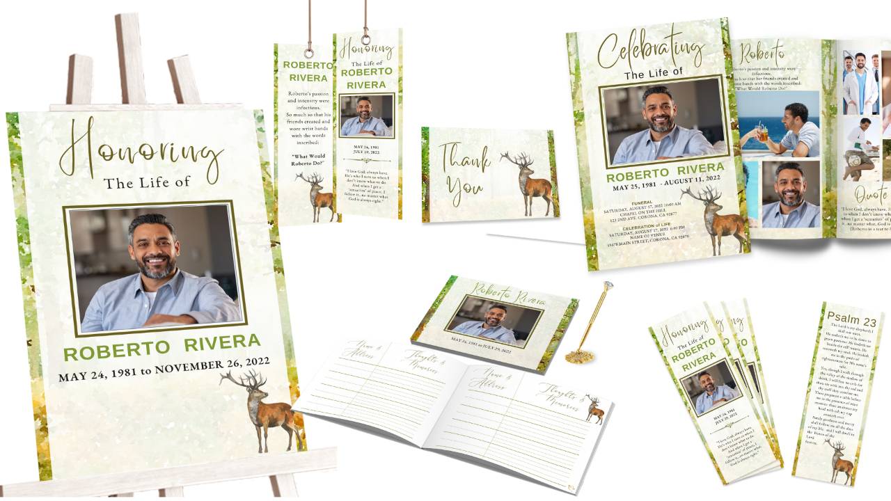 Great Outdoors Forest Theme Funeral Memorial Service Program Templates