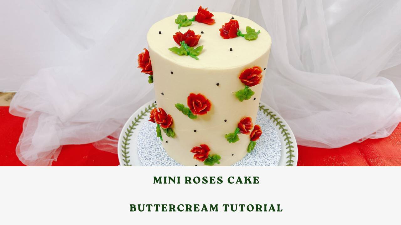 Valentines Day Buttercream Cake - Mini Roses Cake