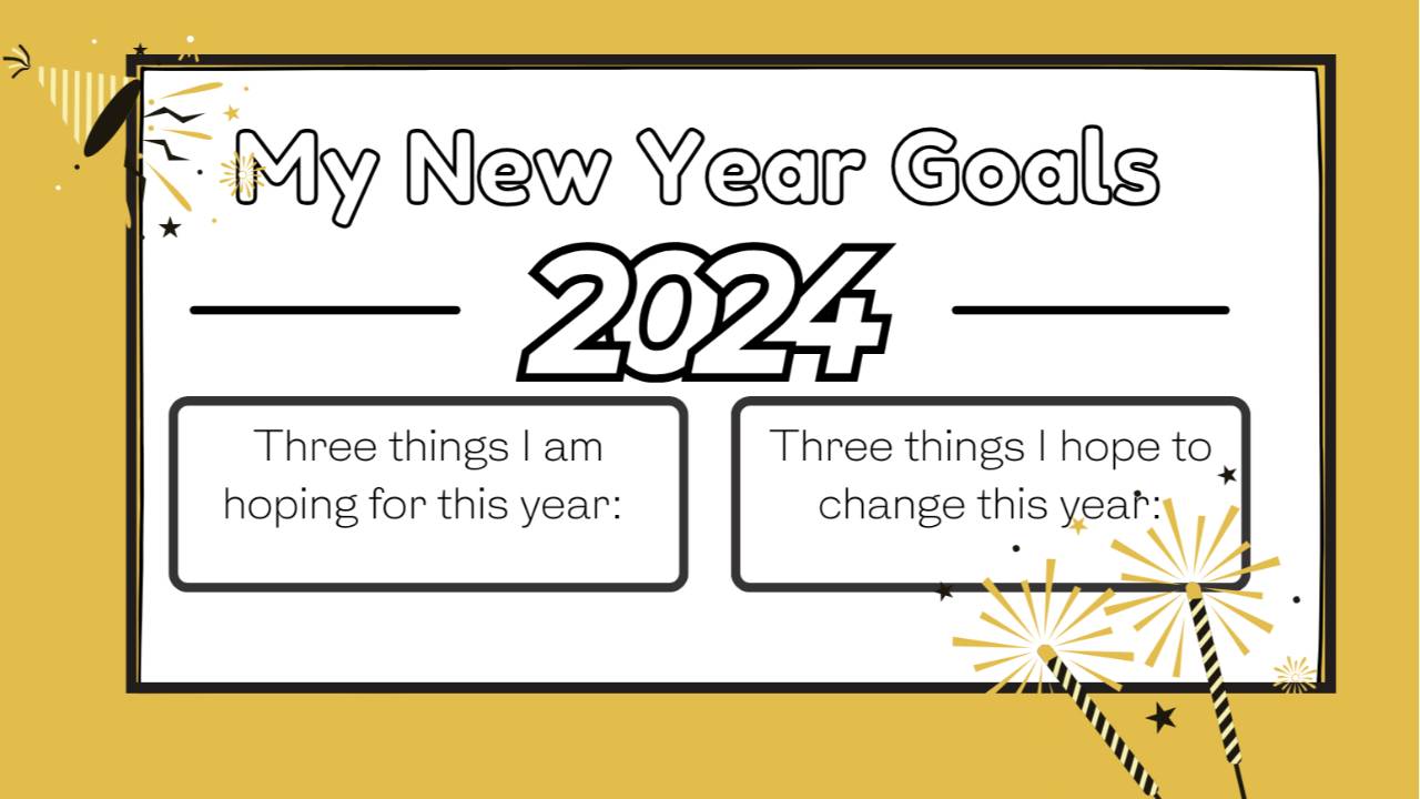 Reflections and New Years Goals Worksheet for Emotional Regulation