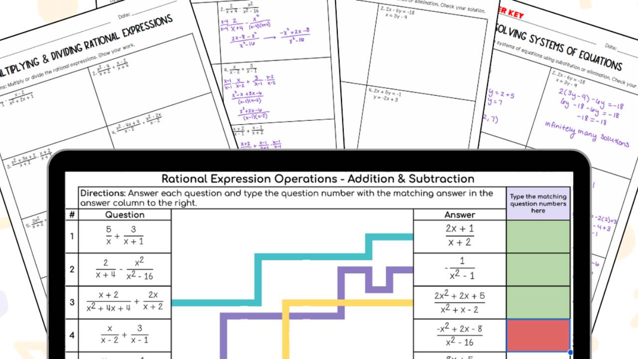 Free Algebra 1 & Algebra 2 Activities