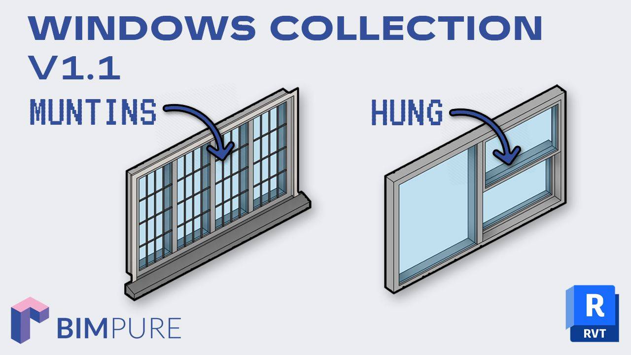 Windows Collection Update: Hung, Muntins, Curtain Wall-Style