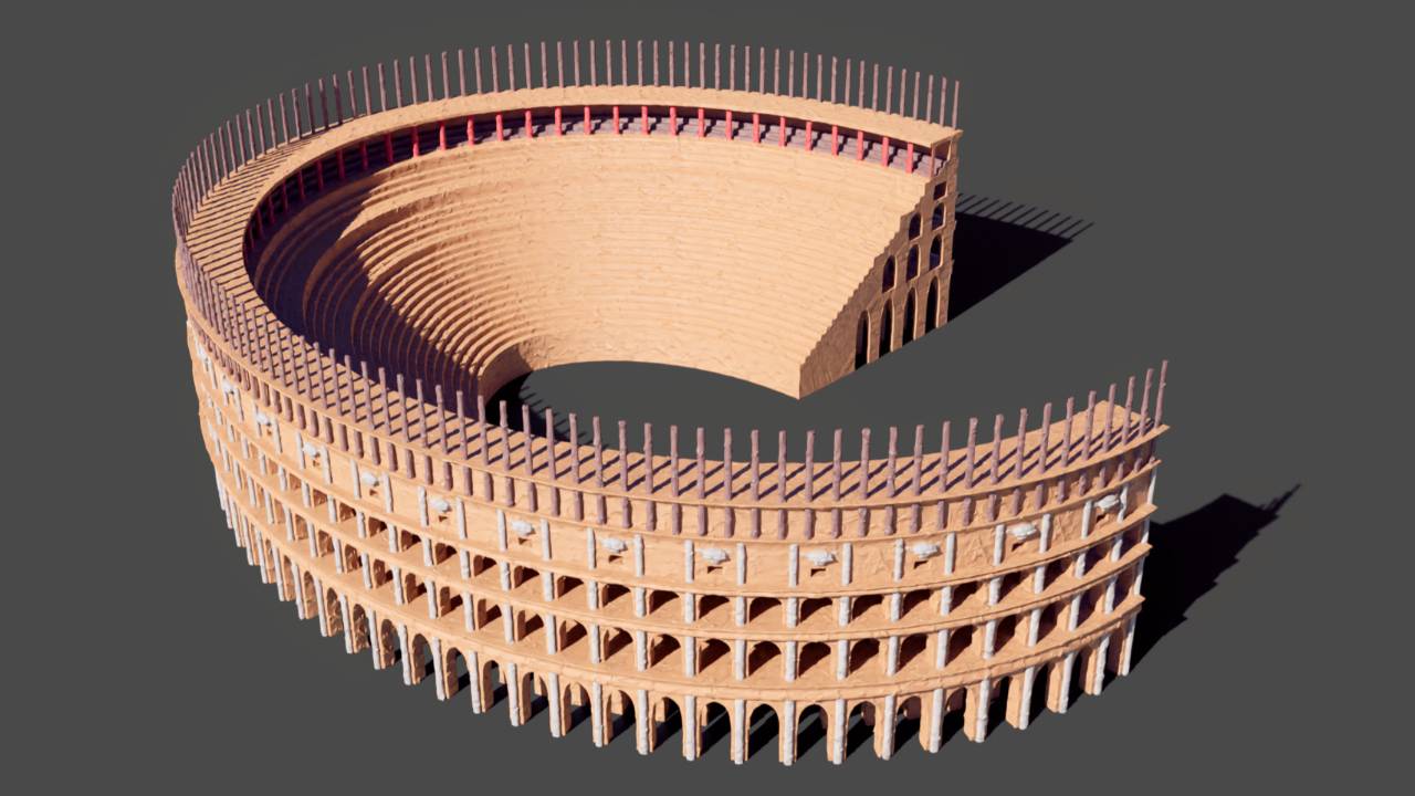 Colosseum with SDFs in Geometry Nodes
