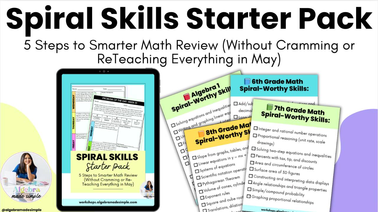 Spiral Skills Starter Pack for Middle School Math & Algebra 1
